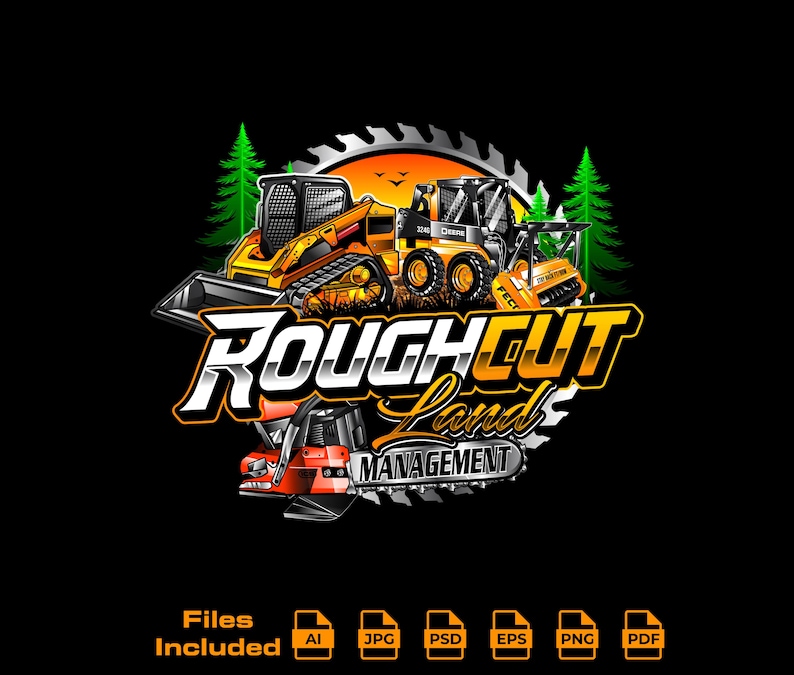 Custom Land Management Logo, Construction Logo, Excavator Logo, Skid ...