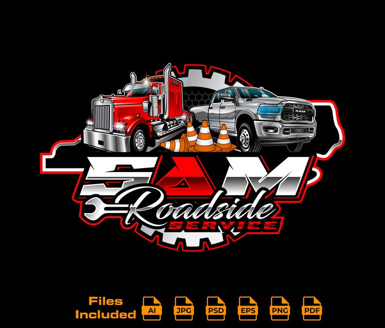 Custom Roadside Service Logo, Auto Repair Logo, Automotive Service Logo ...