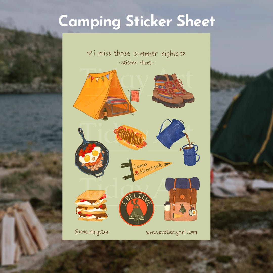 Camping-themed Sticker Sheet: "i Miss Those Summer Nights" - Etsy