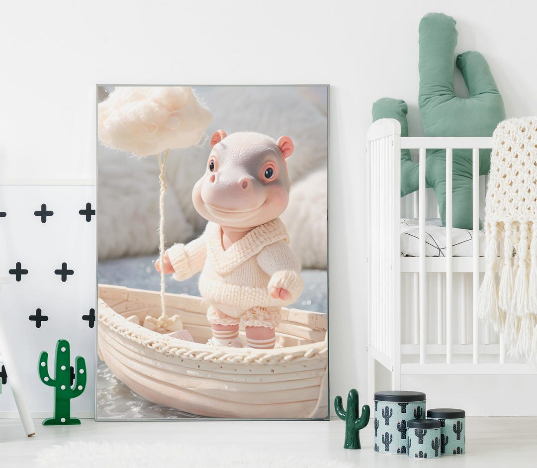 Adorable Hippo Poster, Cute Wall Art, Children's Room Décor, Nursery ...