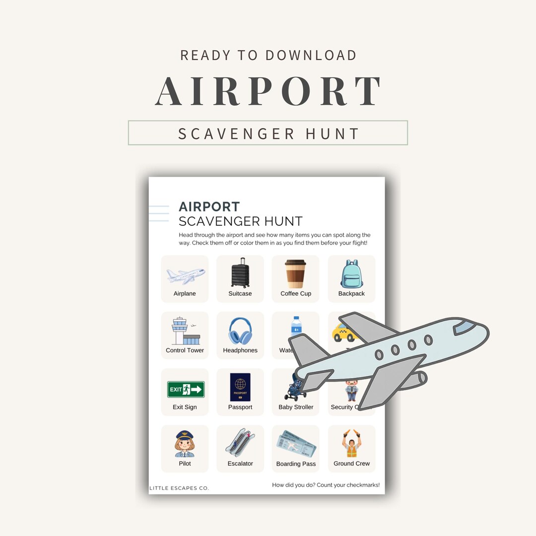 Airport Scavenger Hunt for Kids, Printable Travel Activity - Etsy