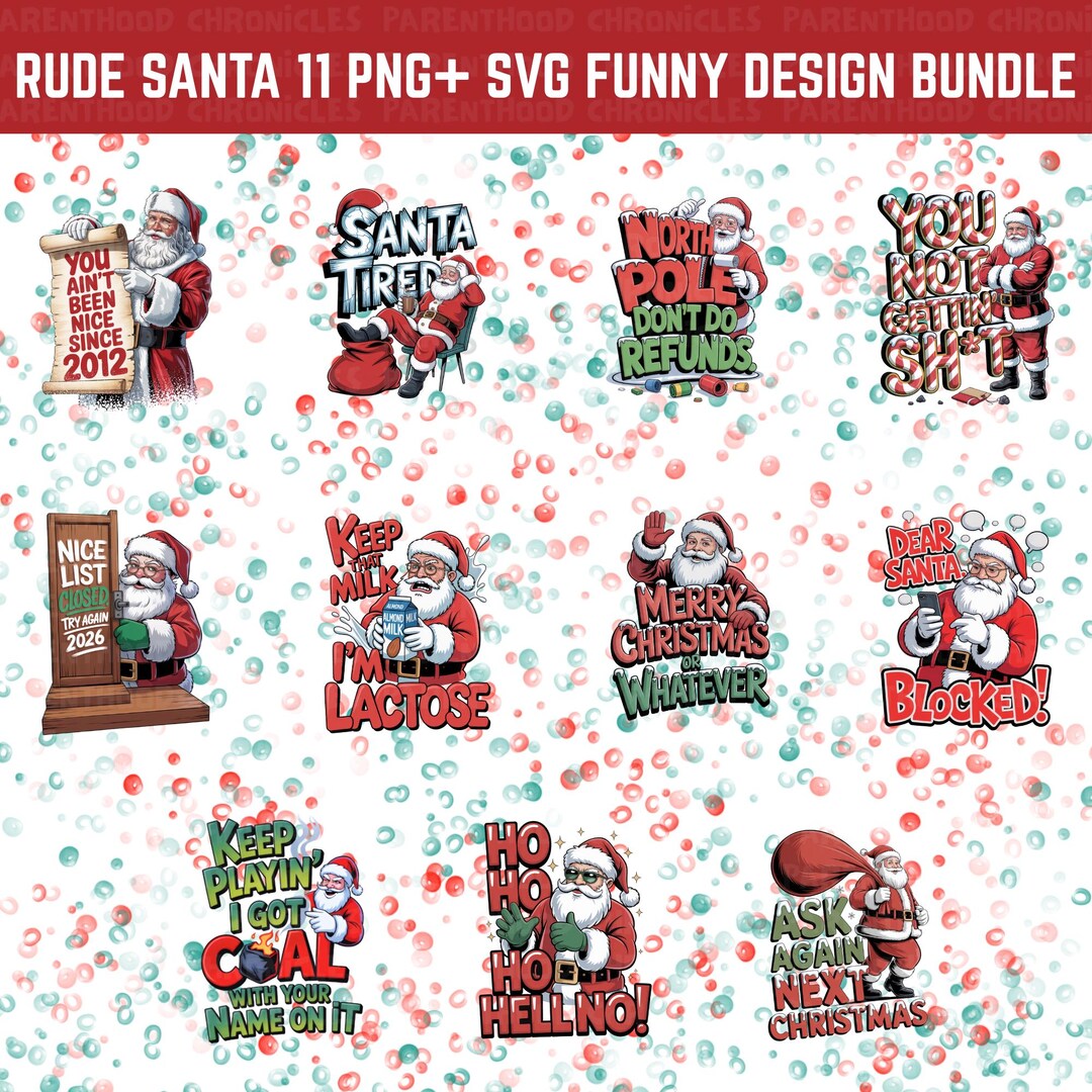 Rude Santa PNG Set: Funny Christmas Designs (digital Download) - Etsy