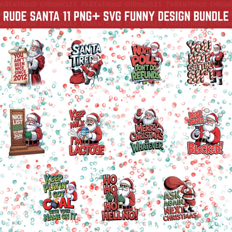 Rude Santa PNG Set: Funny Christmas Designs (digital Download) - Etsy