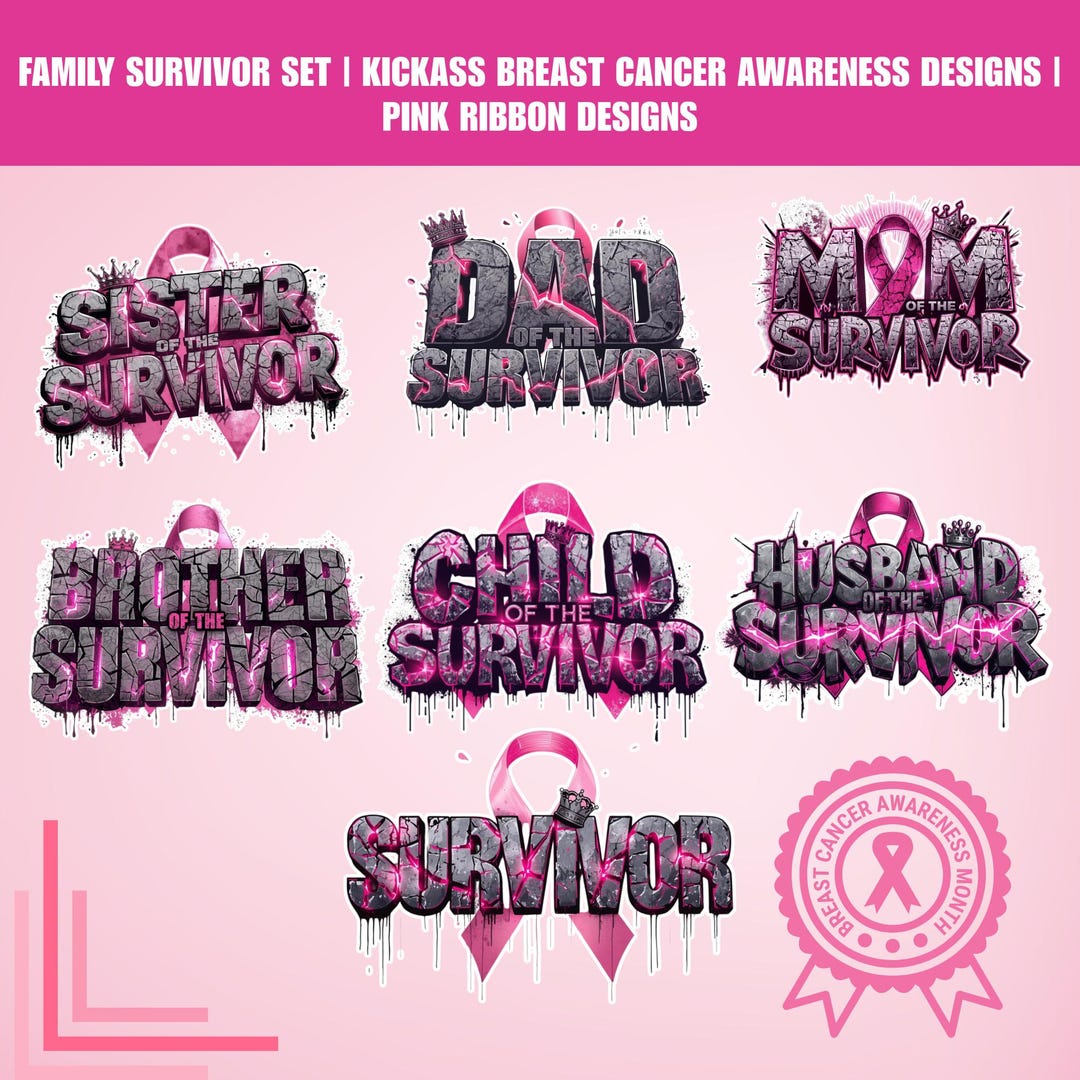 Breast Cancer Awareness Family Matching PNG Bundle (digital Download ...