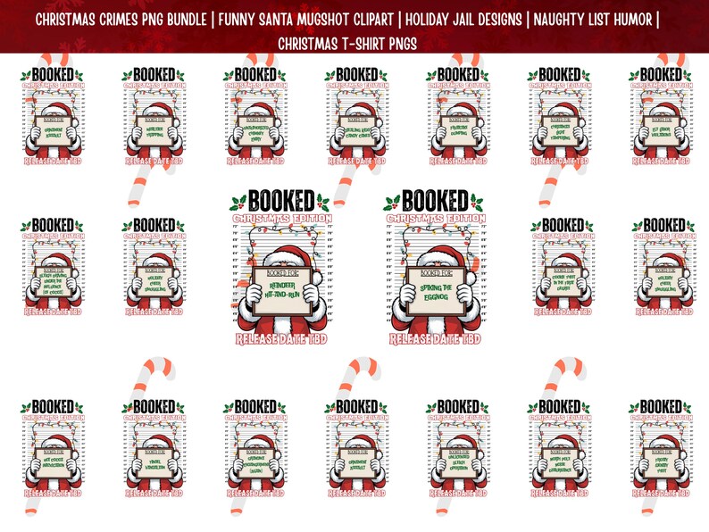 Funny Santa Mugshot Clipart | Christmas Crimes PNG Bundle - Etsy