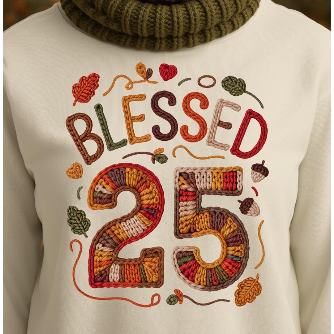 Blessed 25 Thanksgiving Crochet SVG PNG : Design jersey automne ...
