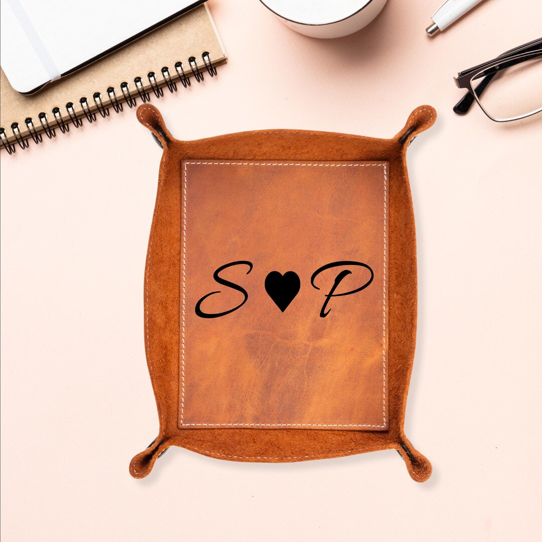 Personalized Leather Valet Tray, Custom Initials Desk Organizer - Etsy