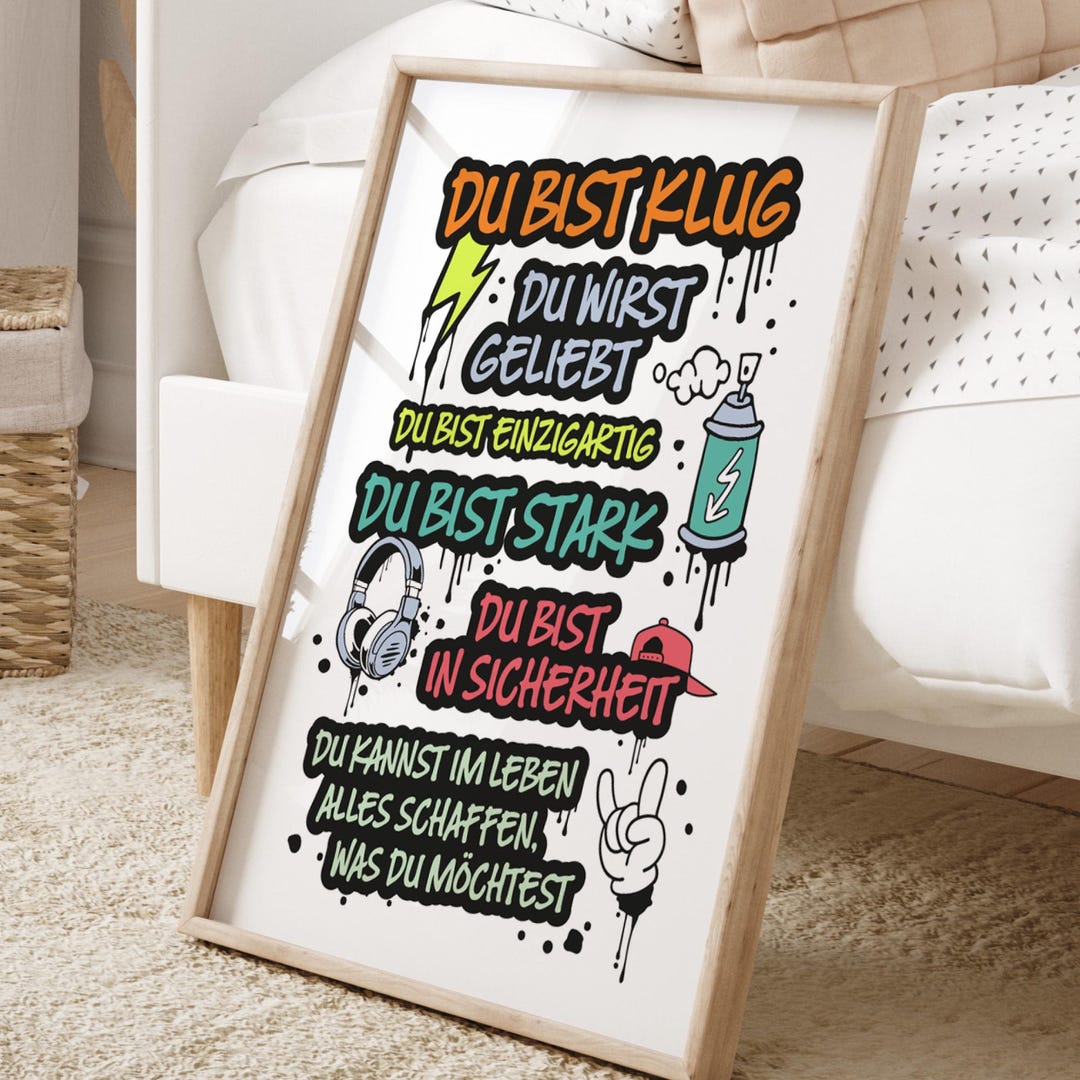 Graffiti Children's Poster – Affirmations for Self-confidence & Growth ...