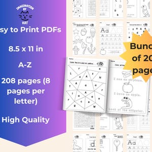 Alphabet A to Z Worksheet Bundle | 208 Printable Pages | Letter Tracing ...