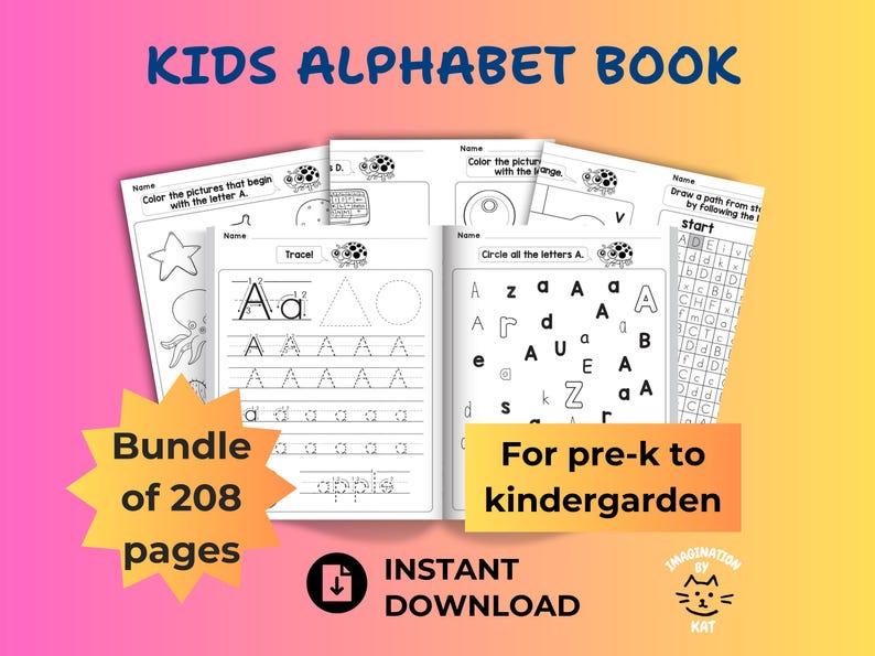 Alphabet A to Z Worksheet Bundle | 208 Printable Pages | Letter Tracing ...