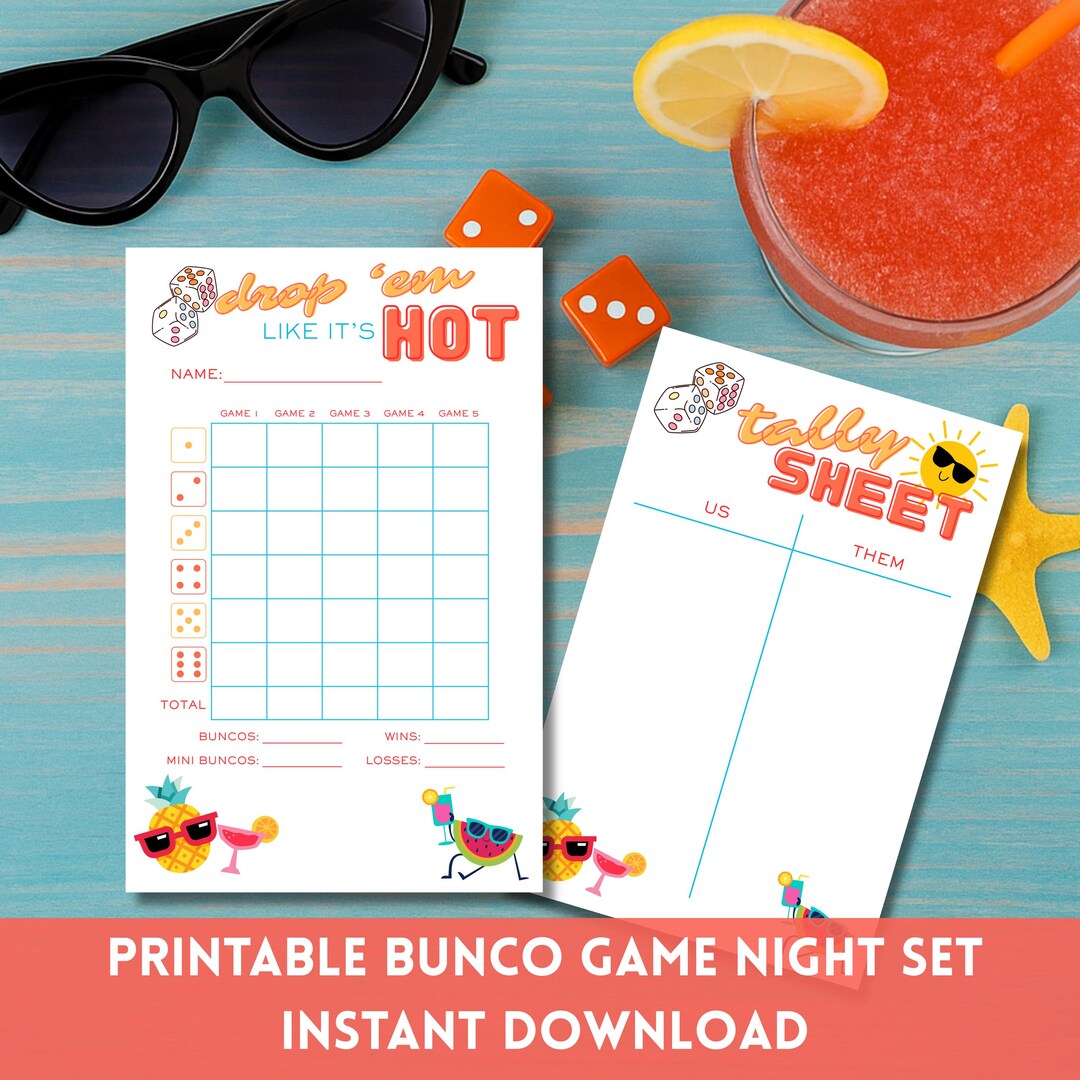 Summer Theme Bunco Kit: Printable Game Night Set (PDF Download - Etsy