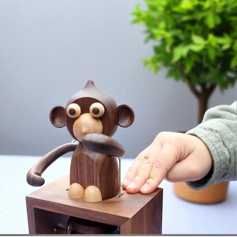 Handcrafted Wooden Monkey Automaton: Kinetic Sculpture Music Box - Etsy
