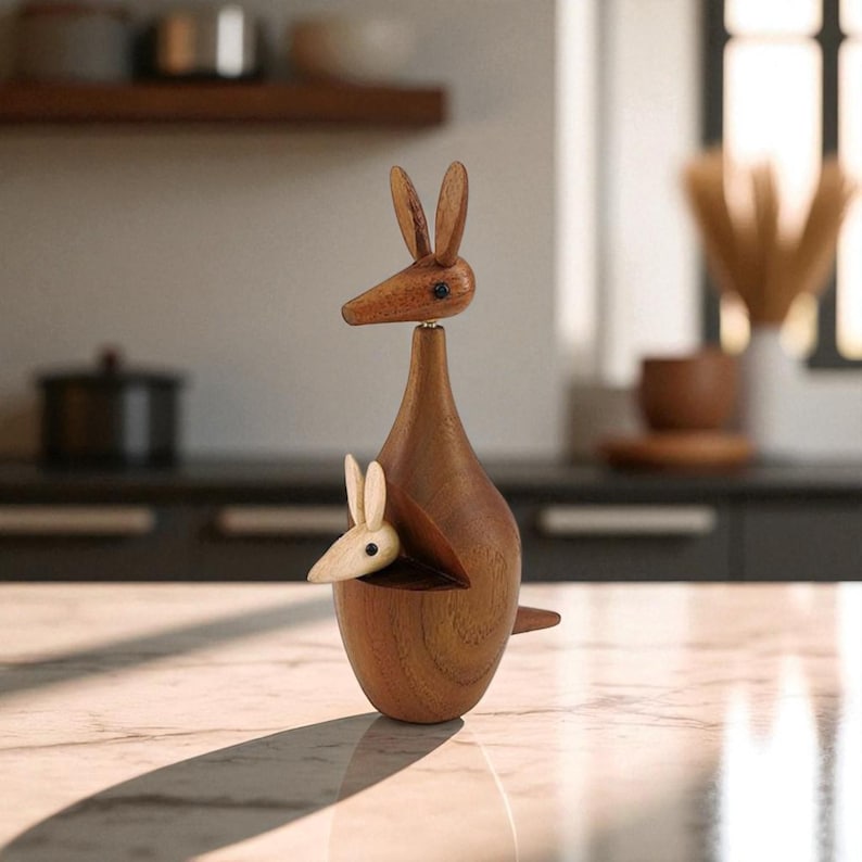 Handcrafted Teak Wood Kangaroo Figurine: Rustic Home Decor - Etsy