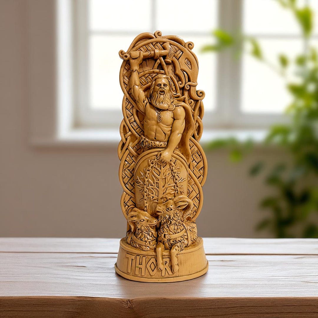 Thor Norse God Statue | Viking Pagan Decor | Scandinavian Mythology ...