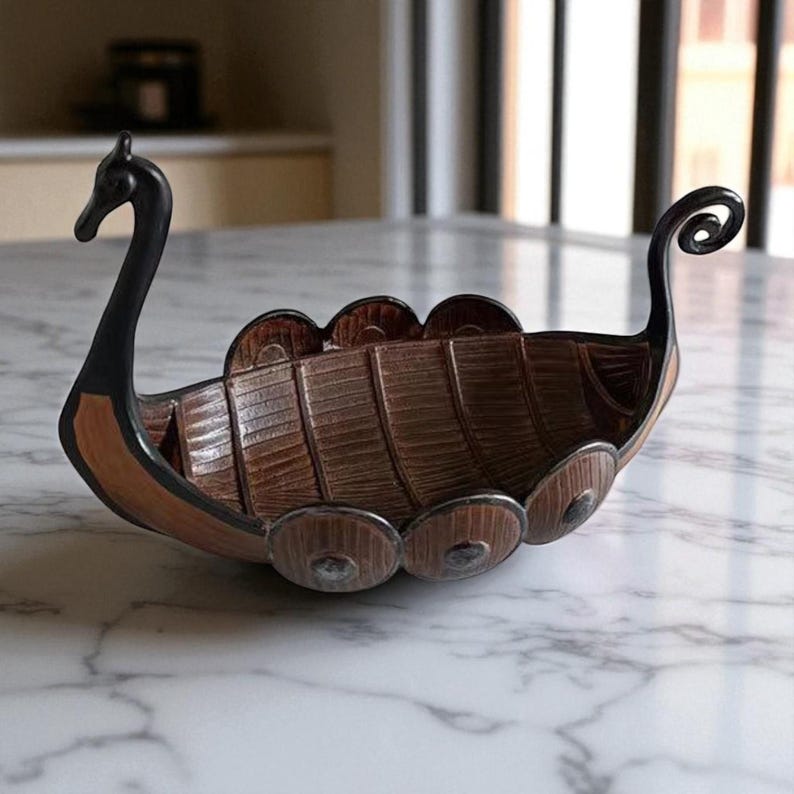 Handmade Wooden Viking Dragon Ship Figurine – Nordic Nautical Decor - Etsy