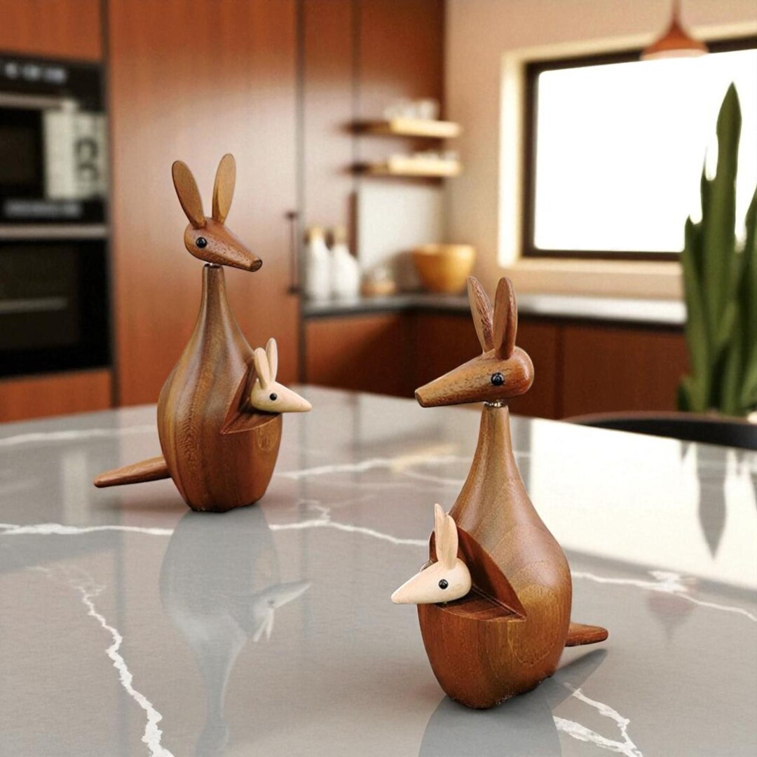 Handcrafted Teak Wood Kangaroo Figurine: Rustic Home Decor - Etsy