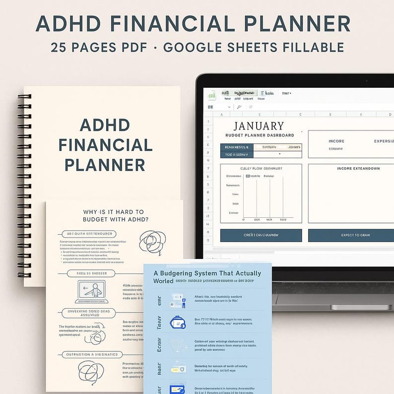 ADHD Budget Planner Printable | Simple Monthly Money Tracker | Easy ...