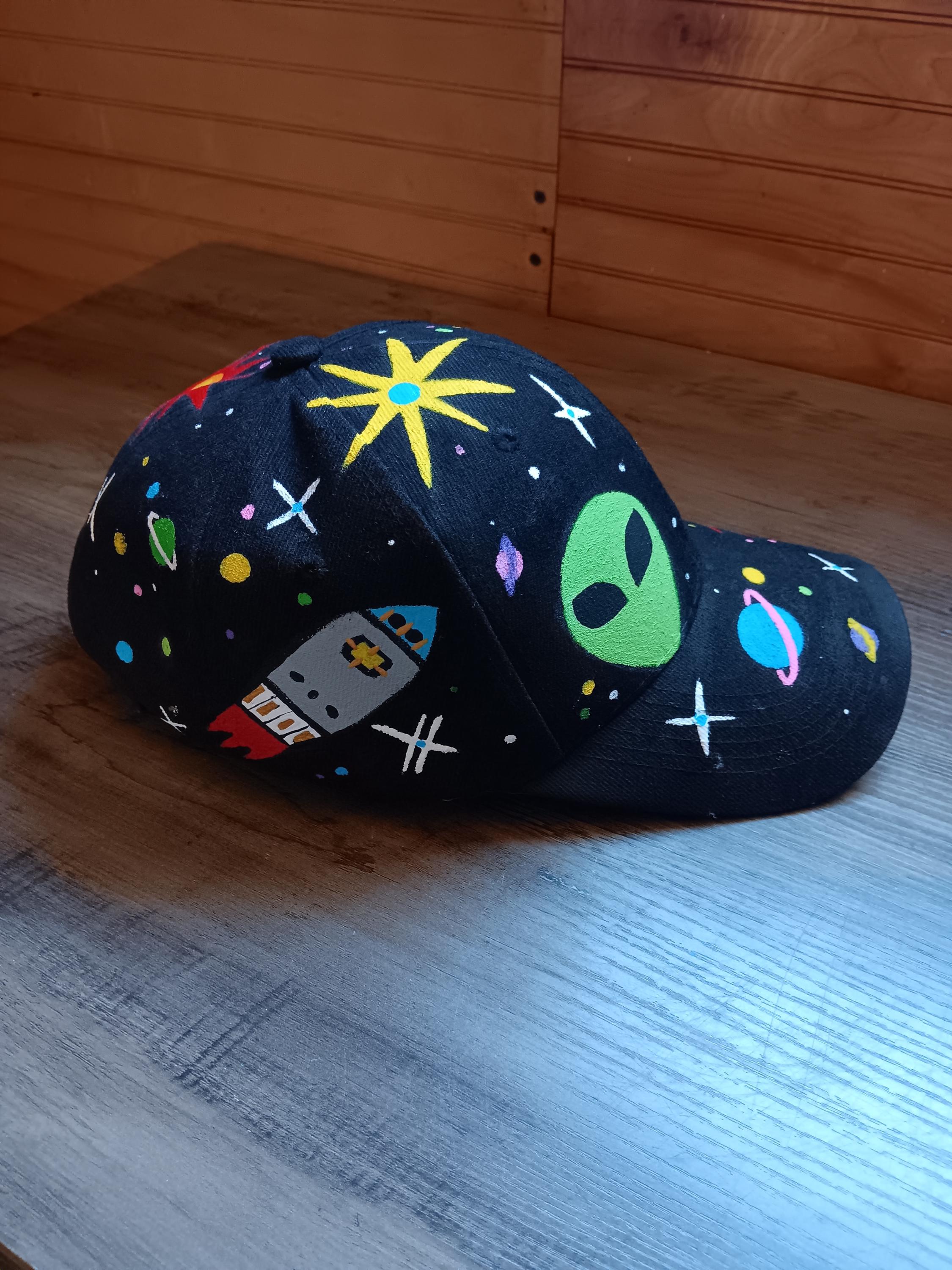 Cosmic Baseball Cap Hand Painted - Etsy