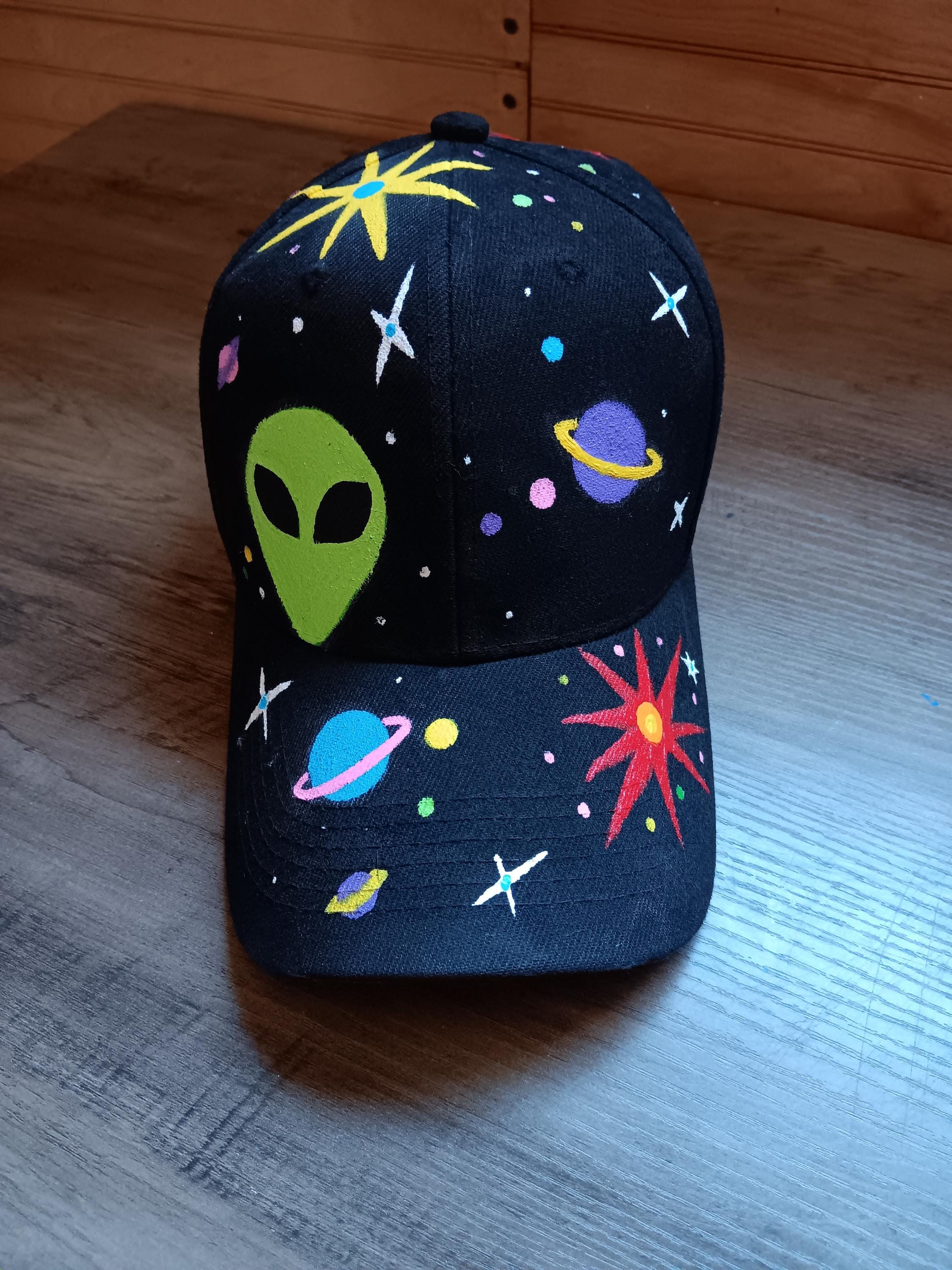 Cosmic Baseball Cap Hand Painted - Etsy
