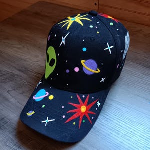Cosmic Baseball Cap Hand Painted - Etsy