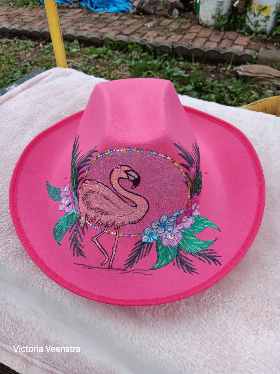 Fuchsia Flamingo Cowboy Hat Hand Painted - Etsy