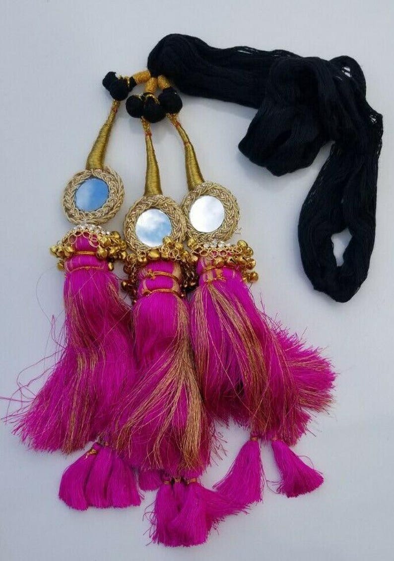 Indian Punjabi Pranda Mehndi Jagoo Mirror Bridal Patiala Paranda Hair ...