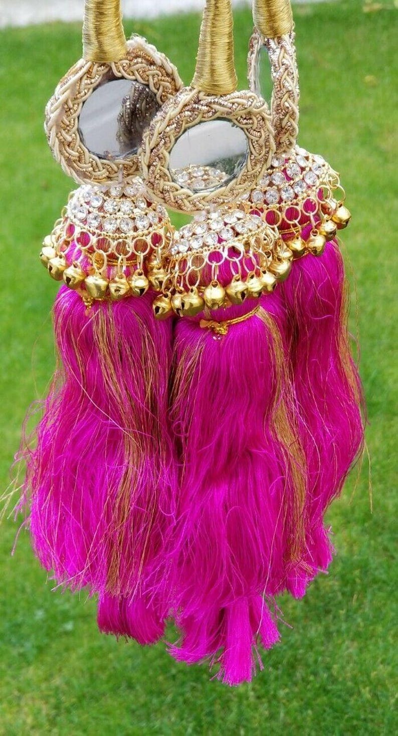 Indian Punjabi Pranda Mehndi Jagoo Mirror Bridal Patiala Paranda Hair ...