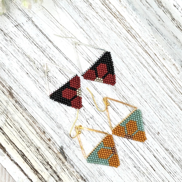 Beaded Triangle Earrings - Etsy