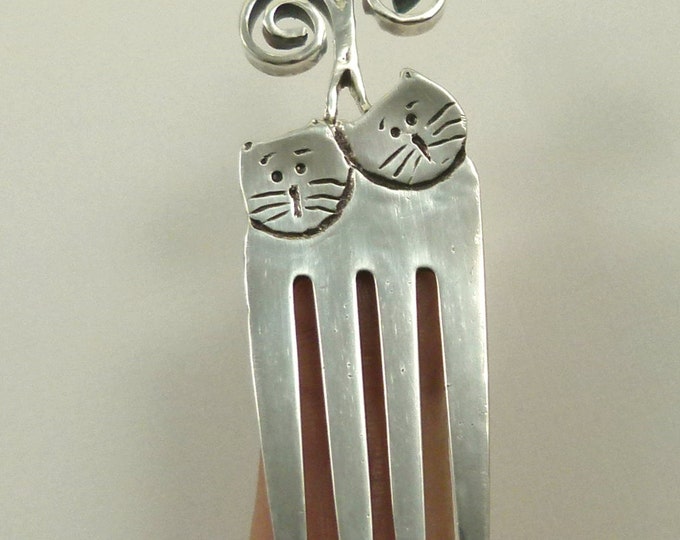 Fork Cats Lola and Spike Sterling Silver Fork and Sterling - Etsy