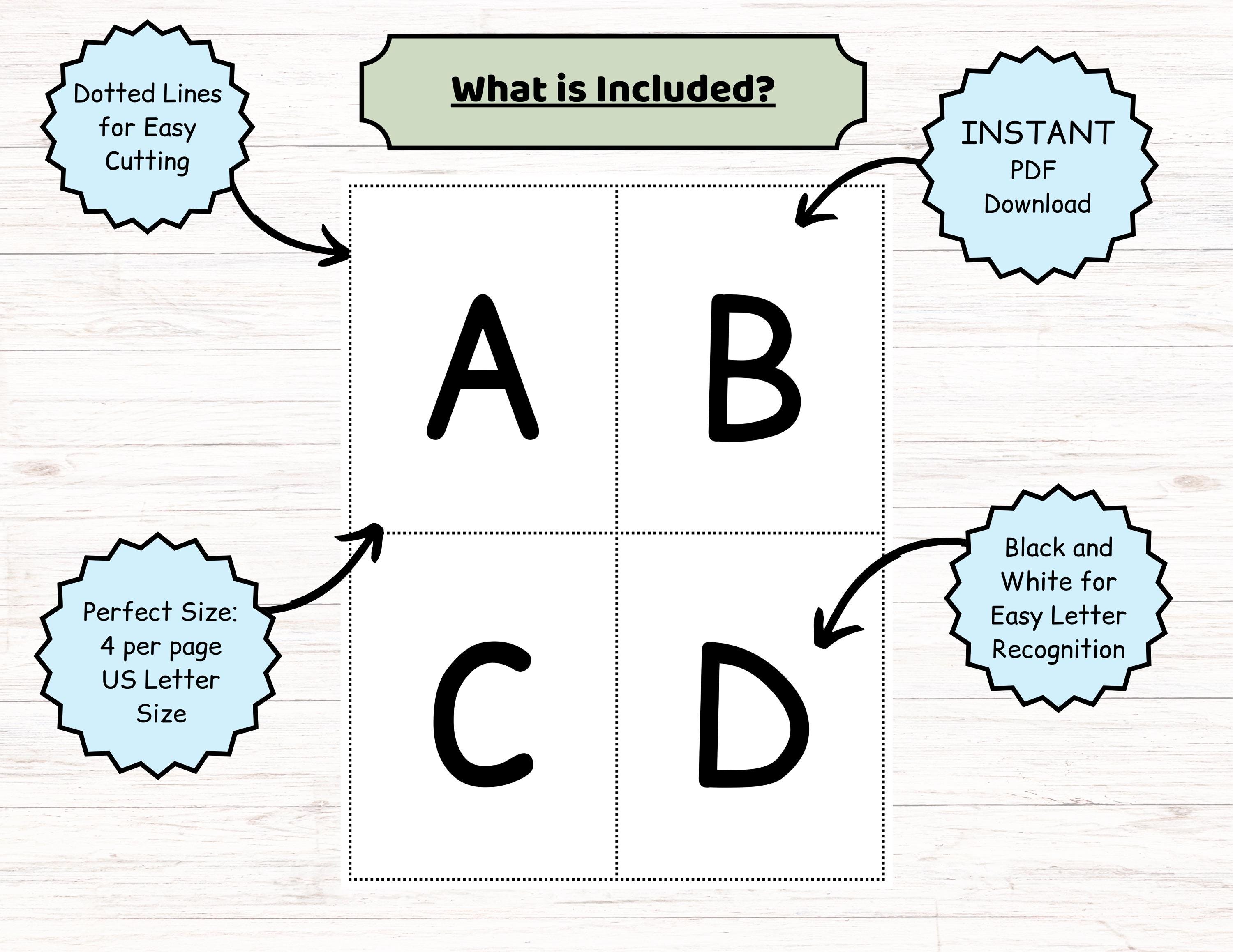 Alphabet Flashcards Printable | Uppercase and Lowercase Letters | Black ...