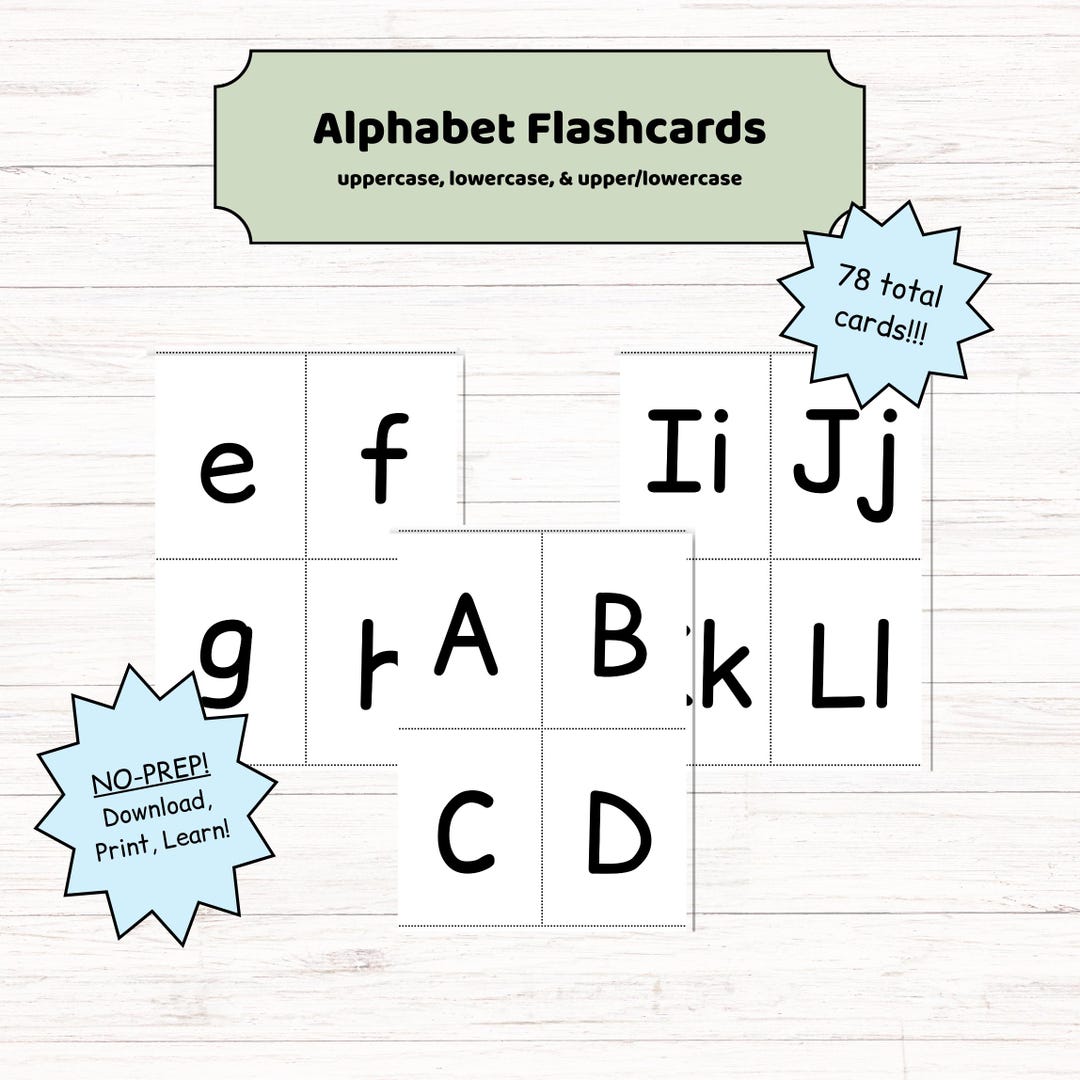 Alphabet Flashcards Printable | Uppercase and Lowercase Letters | Black ...