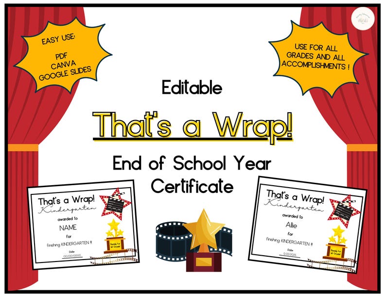 Free Editable End of Year Award Certificate | Printable Student ...