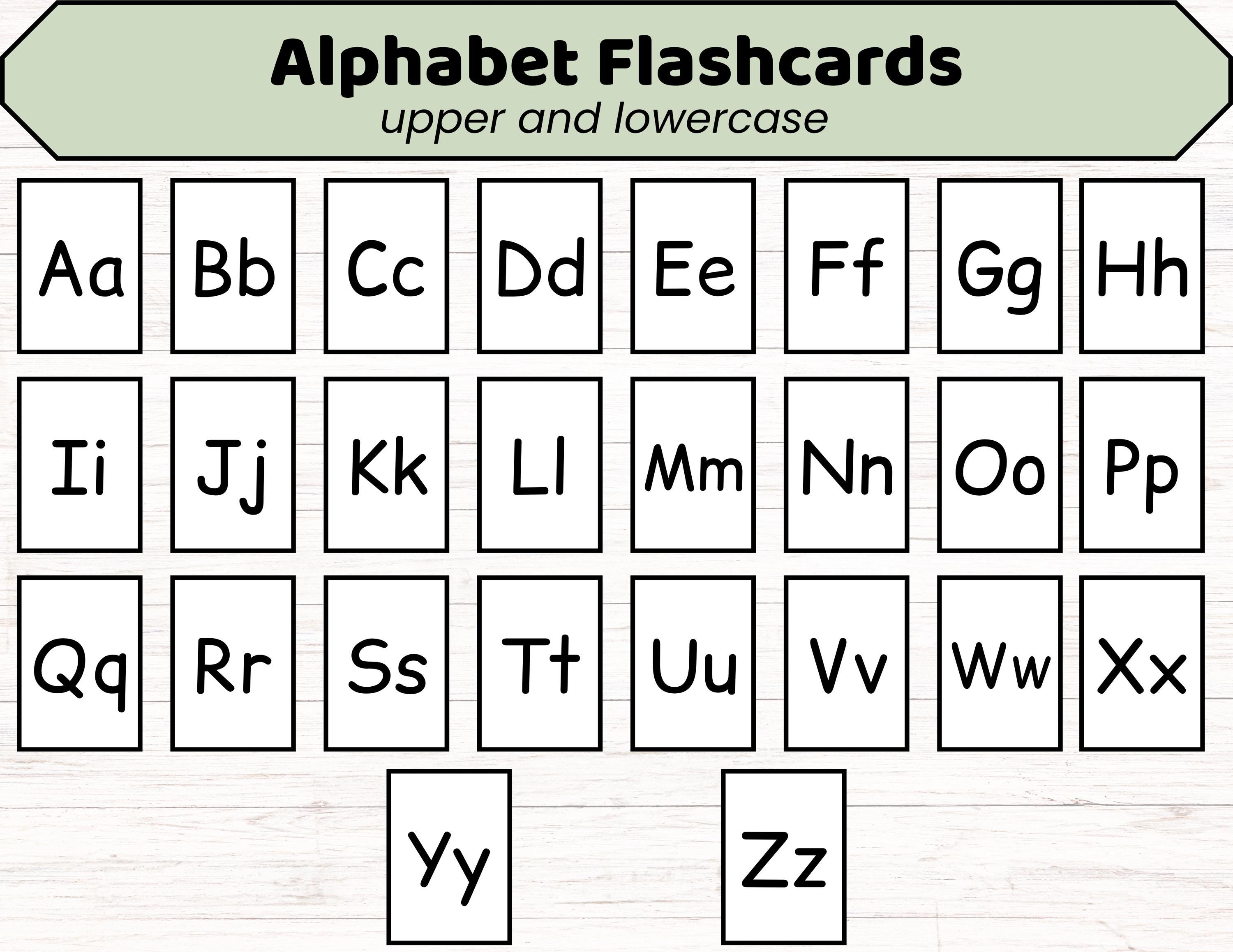 Alphabet Flashcards Printable | Uppercase and Lowercase Letters | Black ...