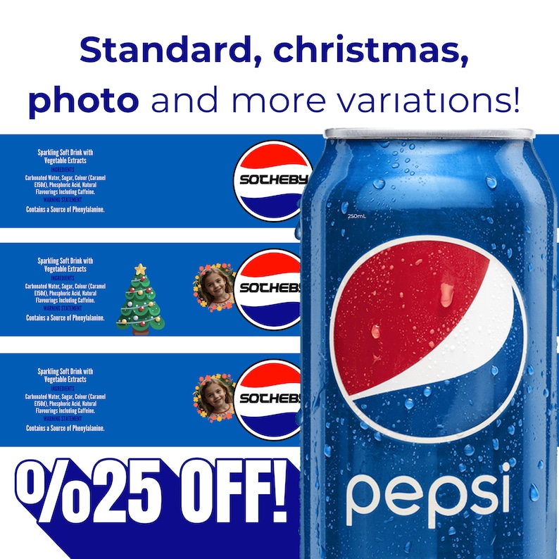 Personalized Pepsi Cola Label Sticker, Custom Name Vinyl, Coke Can ...