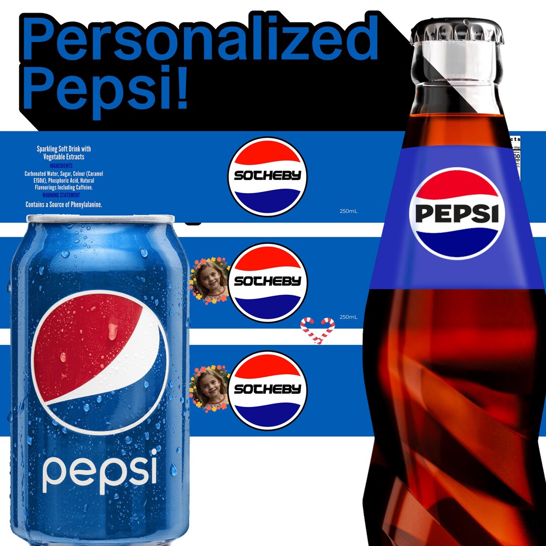 Personalized Pepsi Cola Label Sticker, Custom Name Vinyl, Coke Can ...