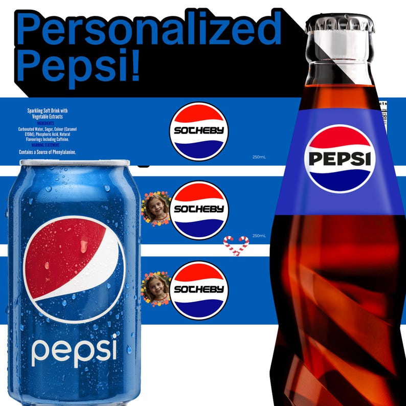 Personalized Pepsi Cola Label Sticker, Custom Name Vinyl, Coke Can ...