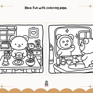 Cozy Bear Coloring Pages Bold and Easy - Etsy