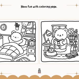 Cozy Bear Coloring Pages Bold and Easy - Etsy