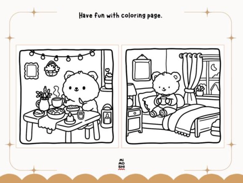 Cozy Bear Coloring Pages Bold and Easy - Etsy
