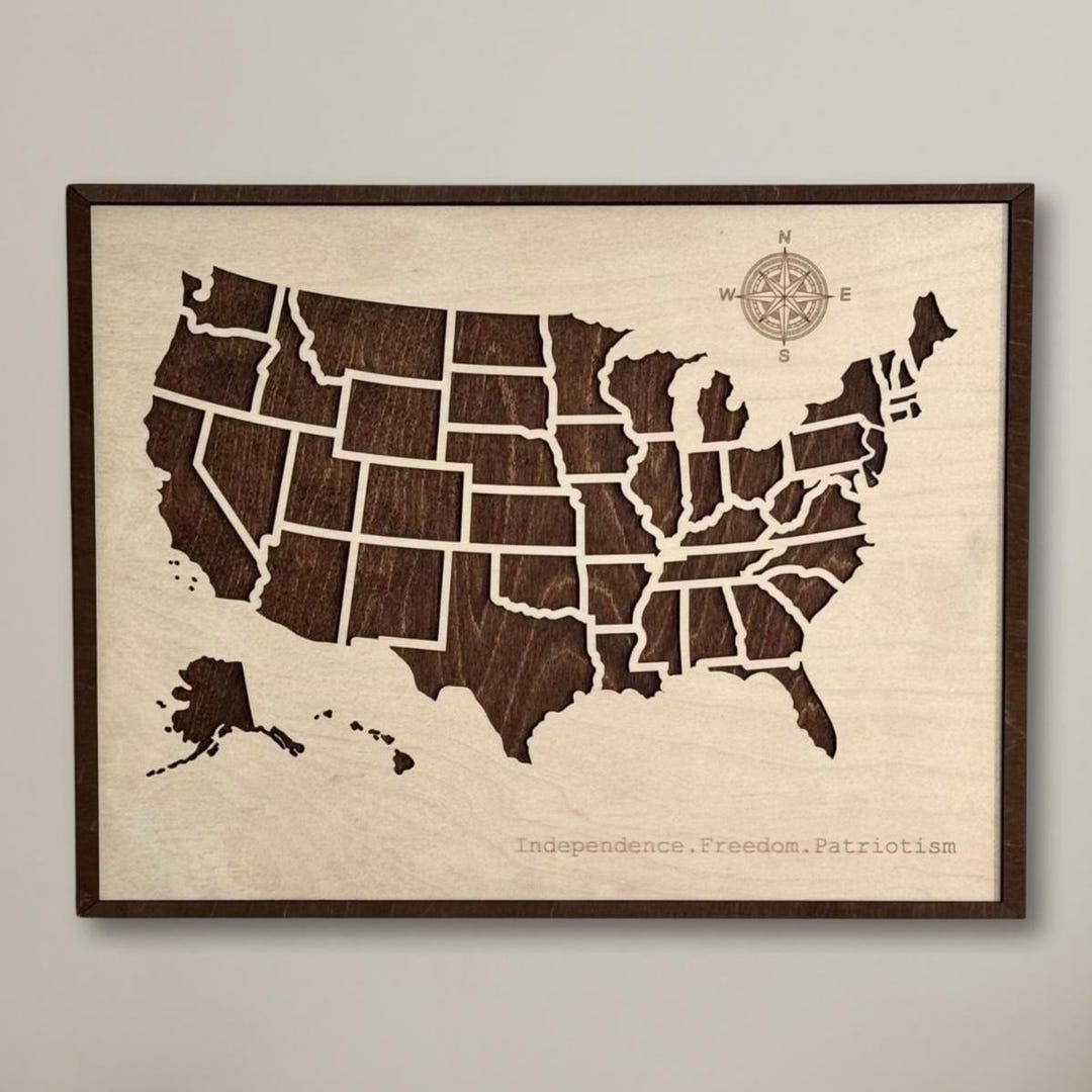 Engraved USA Wooden Travel Map. States Map. Travel Tracker. Custom ...