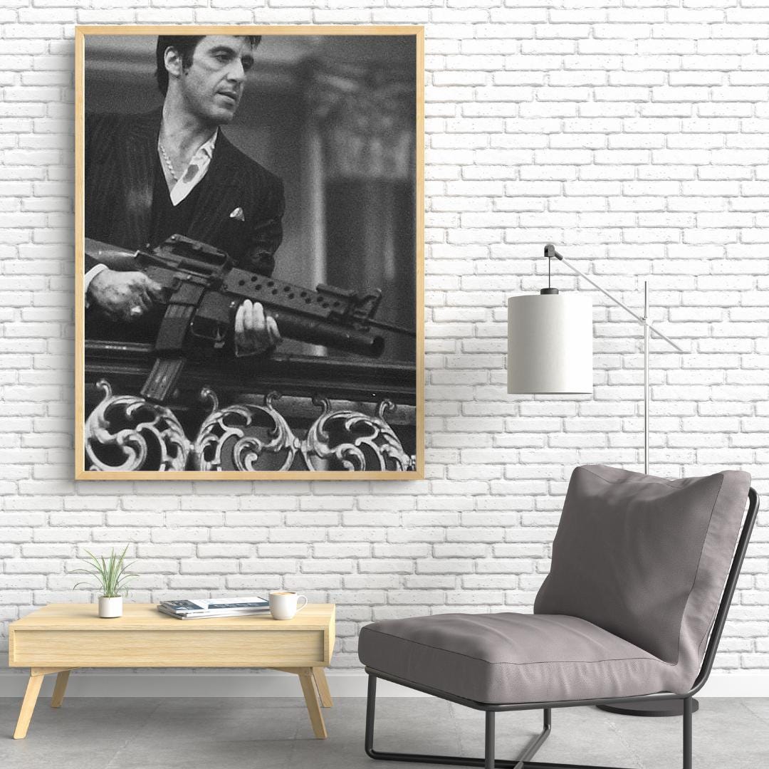 Scarface Tony Montana Poster – Black and White Gangster Art Print for ...