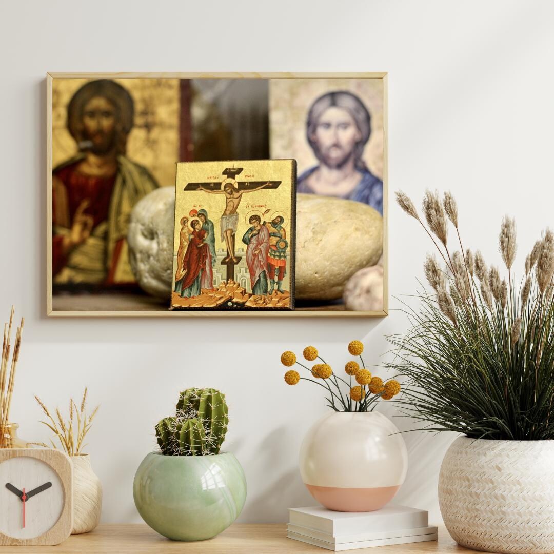 Orthodox Christian Icon Canvas – Jesus Crucifixion Religious Wall Art ...