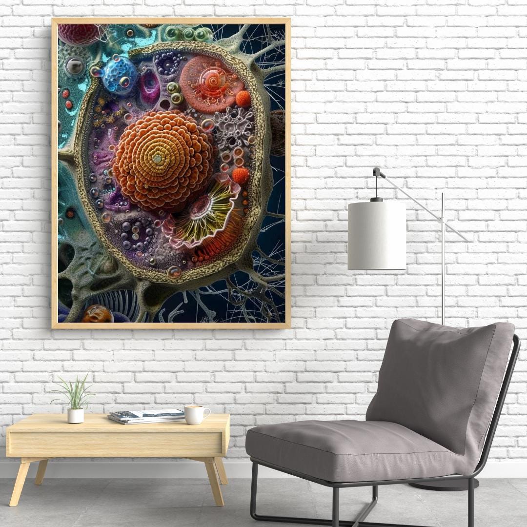Colorful Microscopic Cell Art Print - Abstract Science Wall Art ...