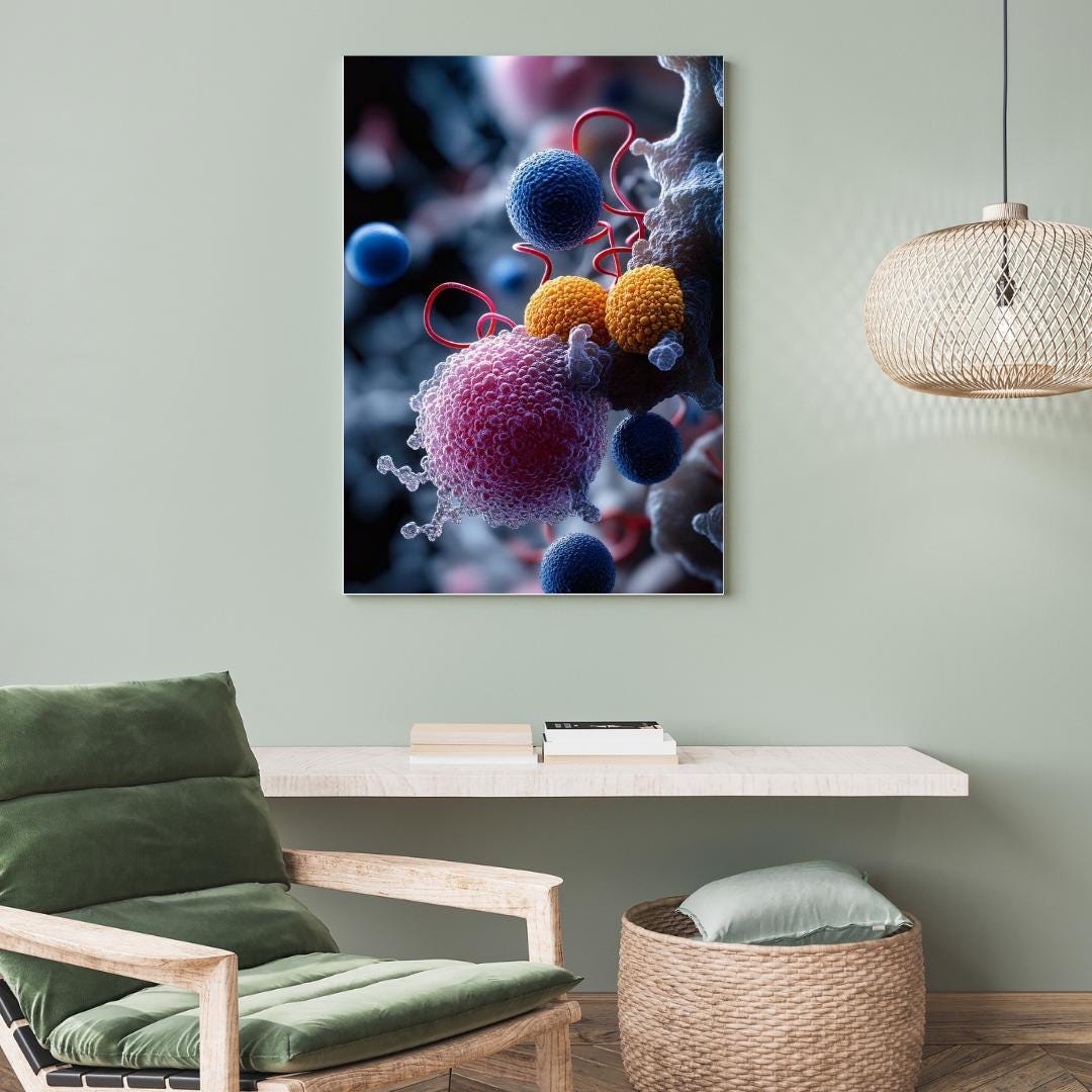 Modern Scientific Wall Art | 3D Cell Biology Molecular Canvas ...