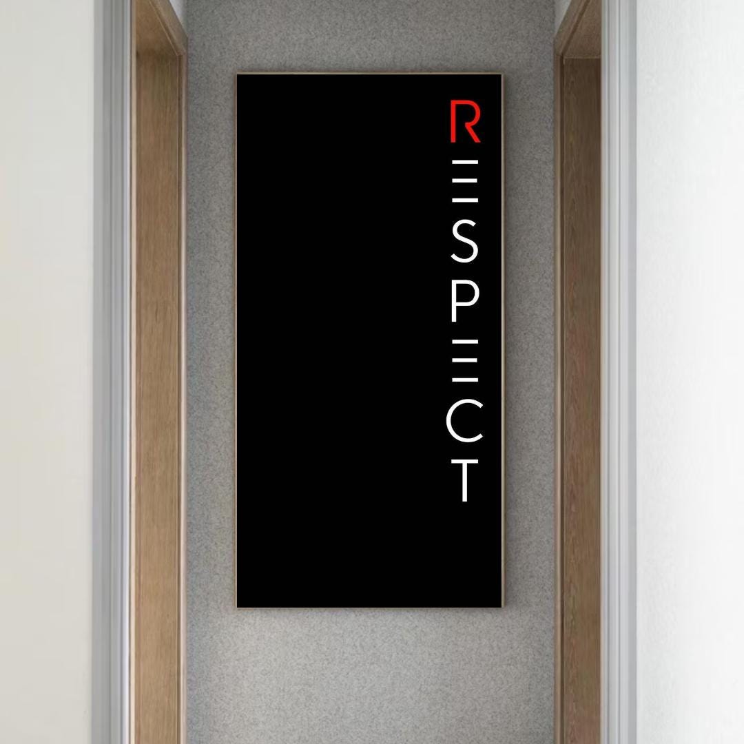 Modern Vertical "respect" Typography Canvas Print – Minimalist Black ...