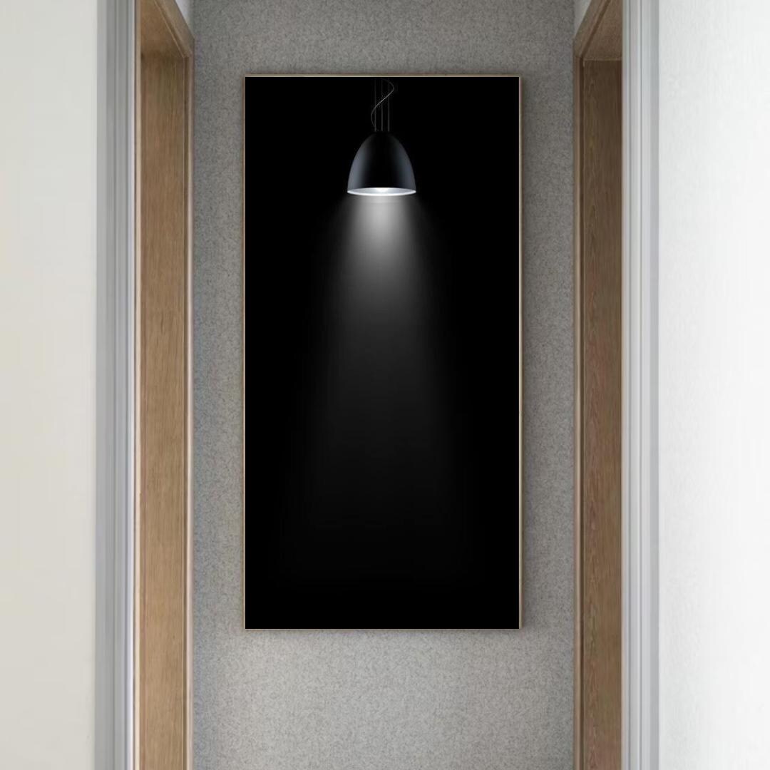 Minimalist Spotlight Wall Art – Vertical Black Poster With Light Focus ...