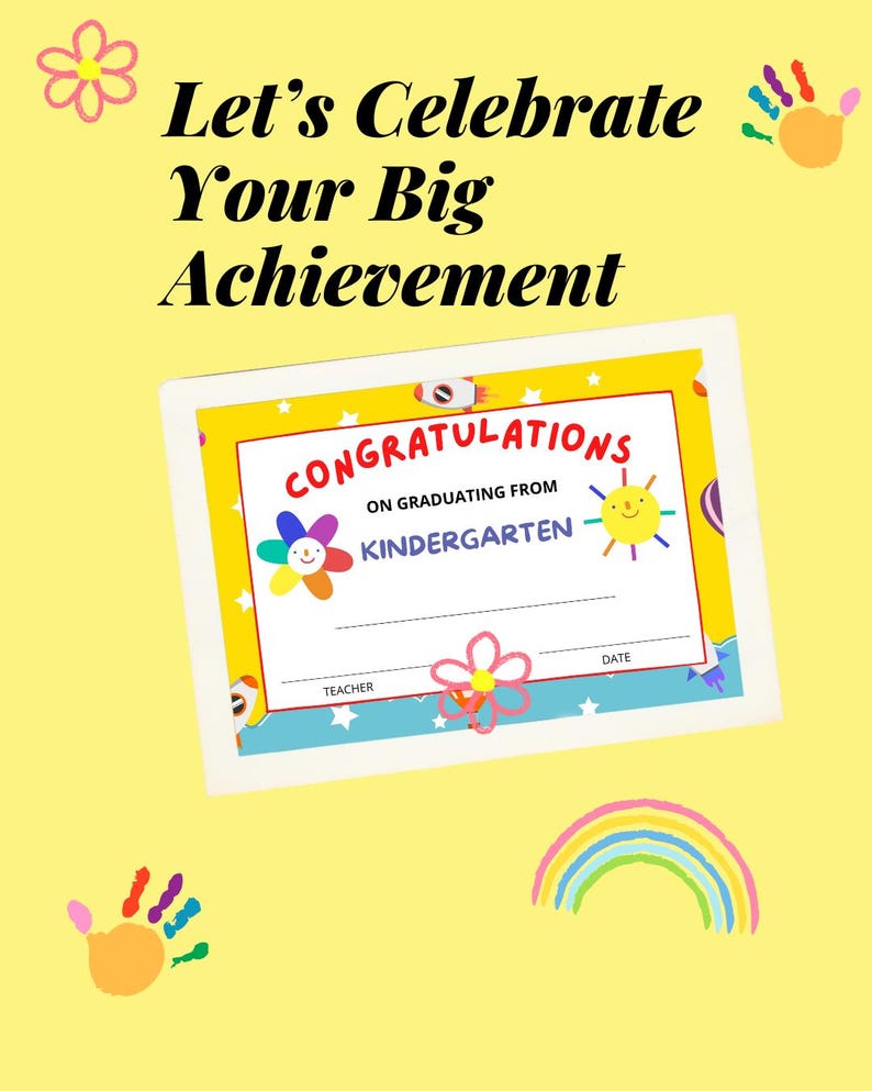 Printable Graduation Certificate for Kids: Fun Preschool Diploma (PDF ...