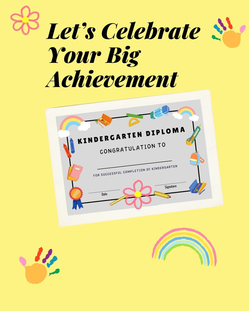 Printable Graduation Certificate for Kids: Fun Preschool Diploma (PDF ...