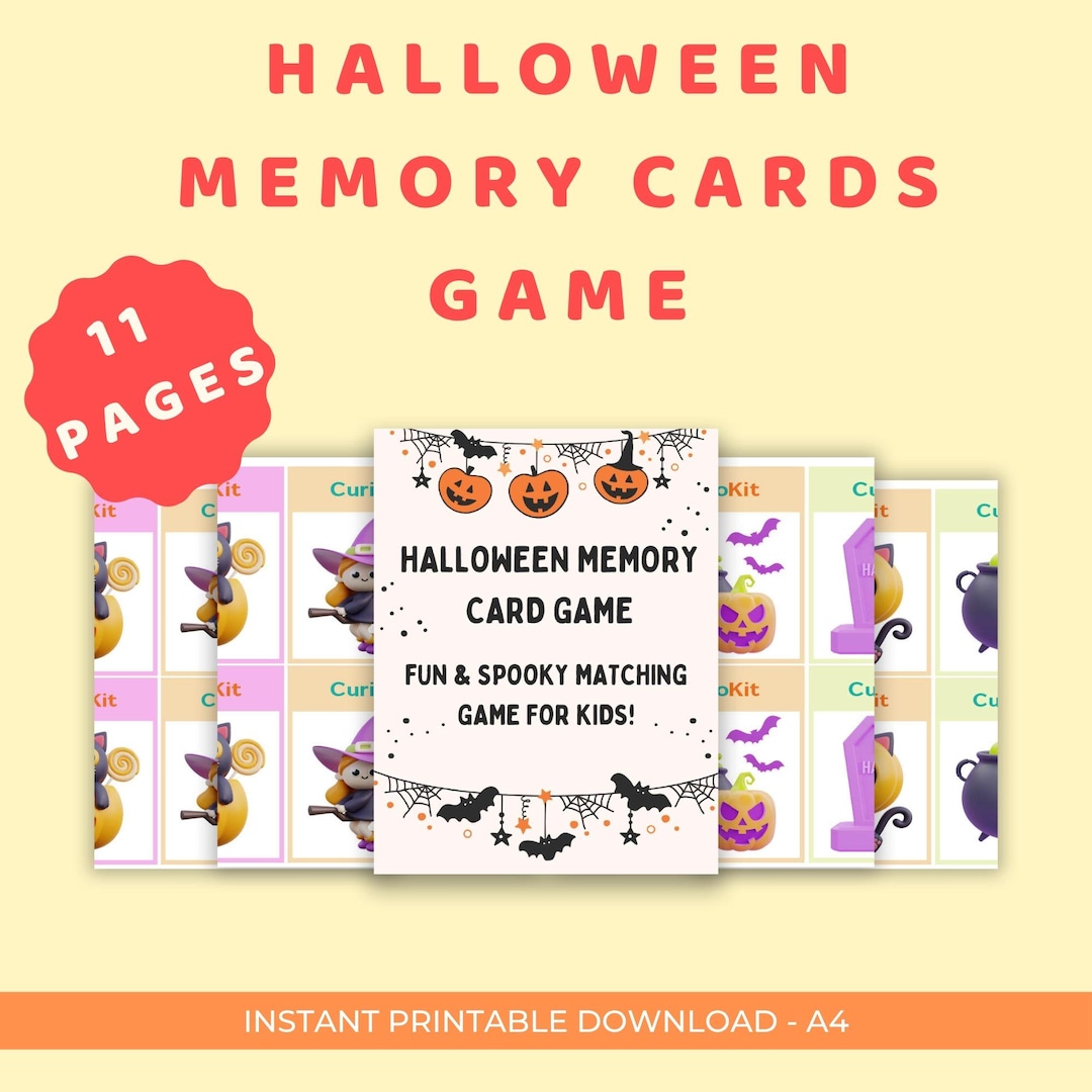 Halloween Memory Card Game: Printable Matching Activity (PDF Pattern ...