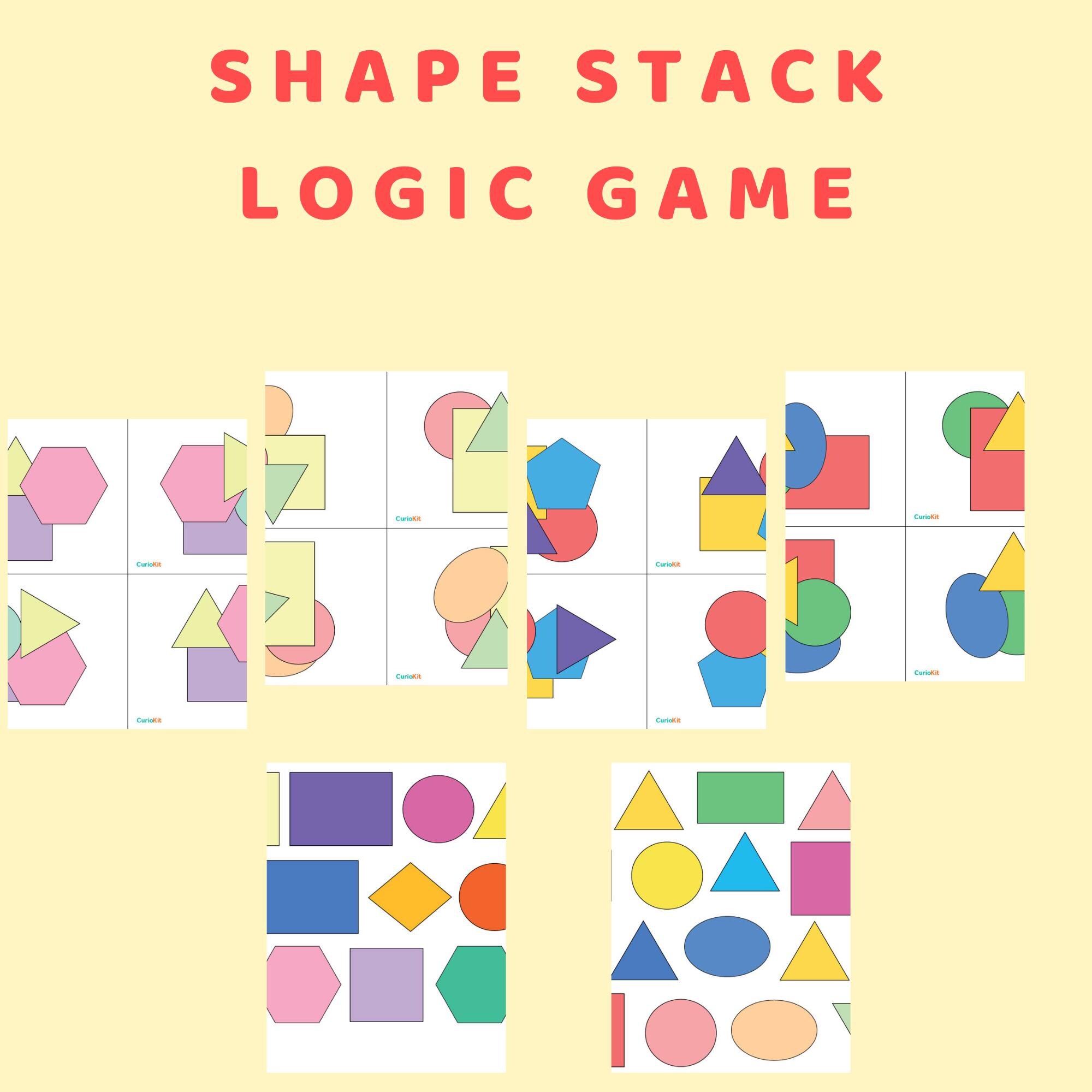 Shape Stack Logic Puzzle Printable for Kids | Visual Reasoning ...